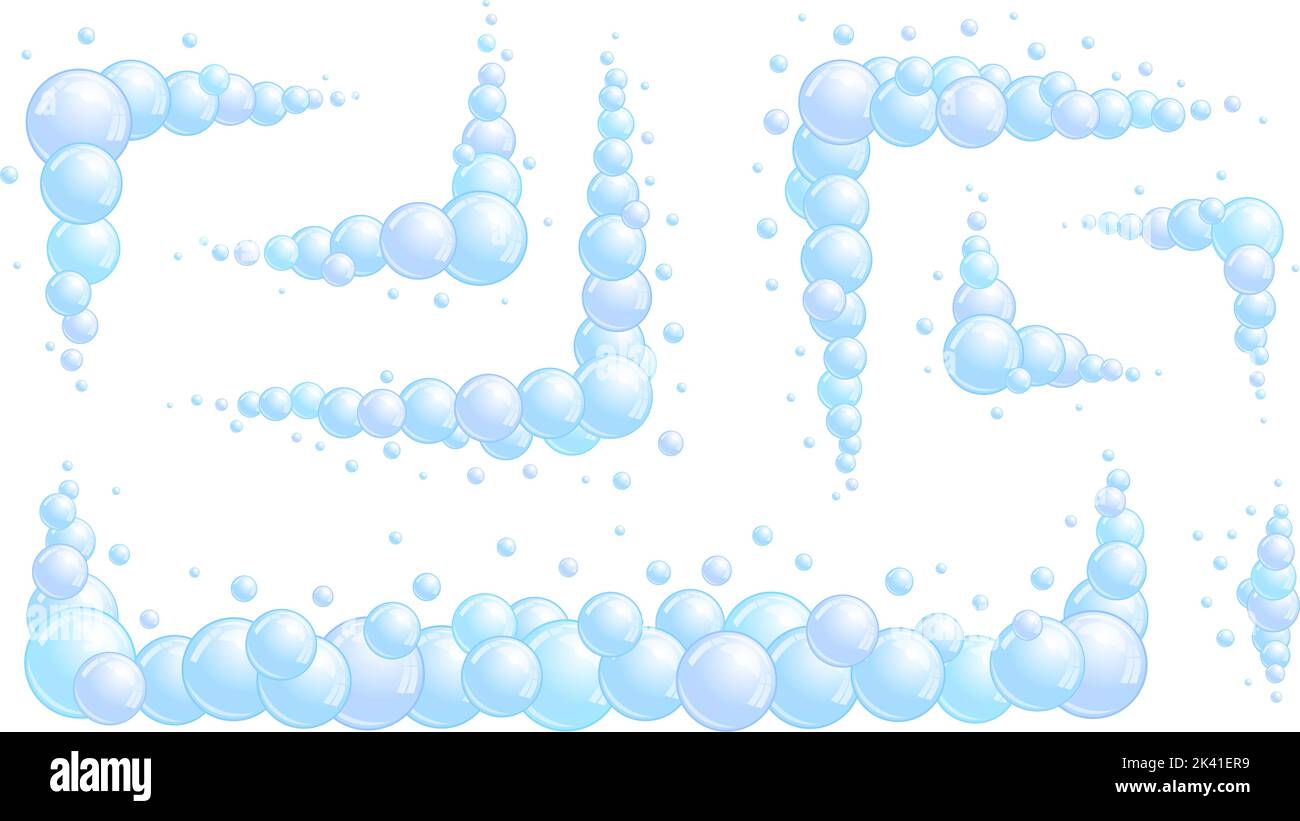 Soap bubble dividers set. Different foam decoration elements collection ...