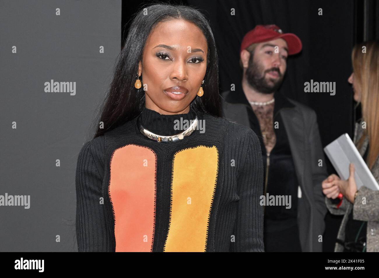 Zerina Akers arriving at the Chloe show during Paris Fashion Week in ...