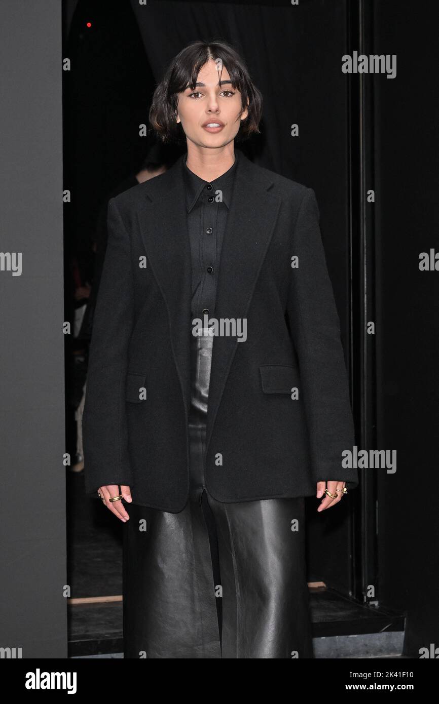 Naomi Scott arriving at the Chloe show during Paris Fashion Week in ...