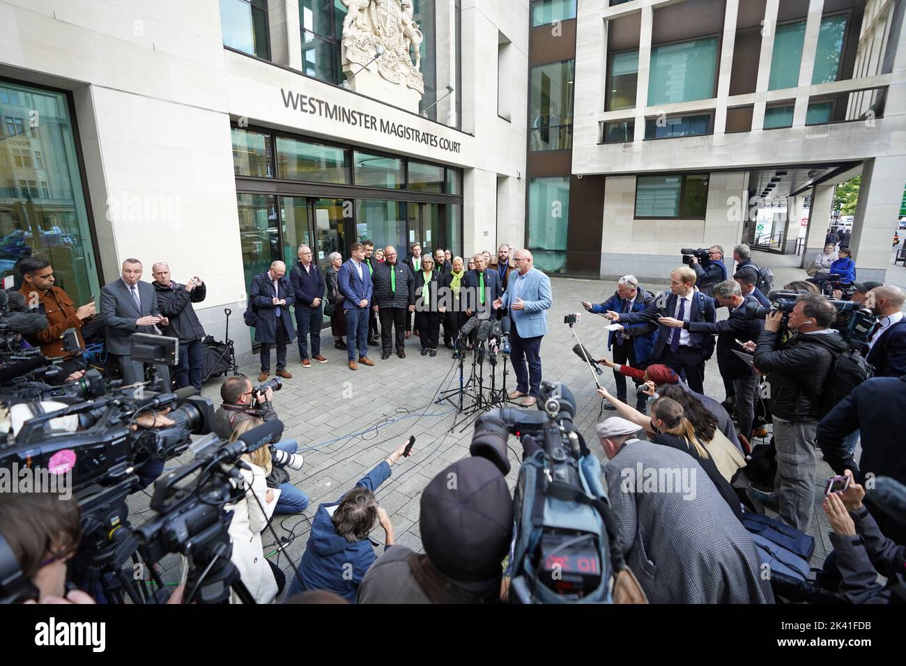 (sixth left to right) The parents of 19-year-old Harry Dunn, Tim Dunn ...
