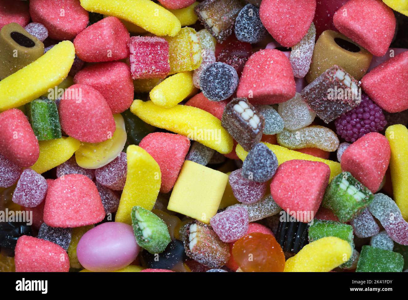 Assortment of colorful jelly candy Stock Photo - Alamy