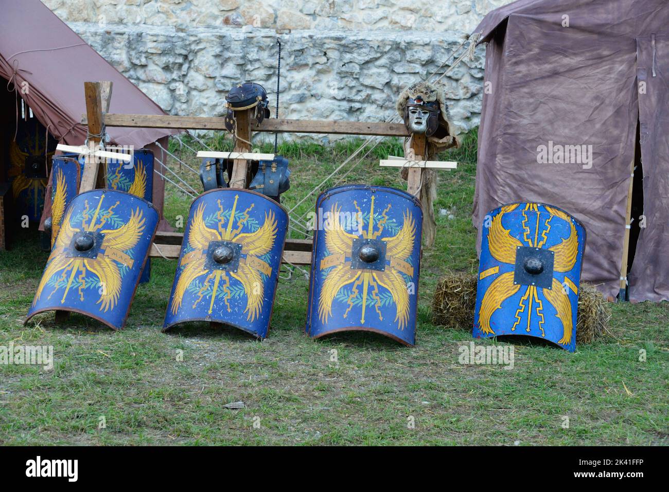 Various knight shields Stock Photo - Alamy