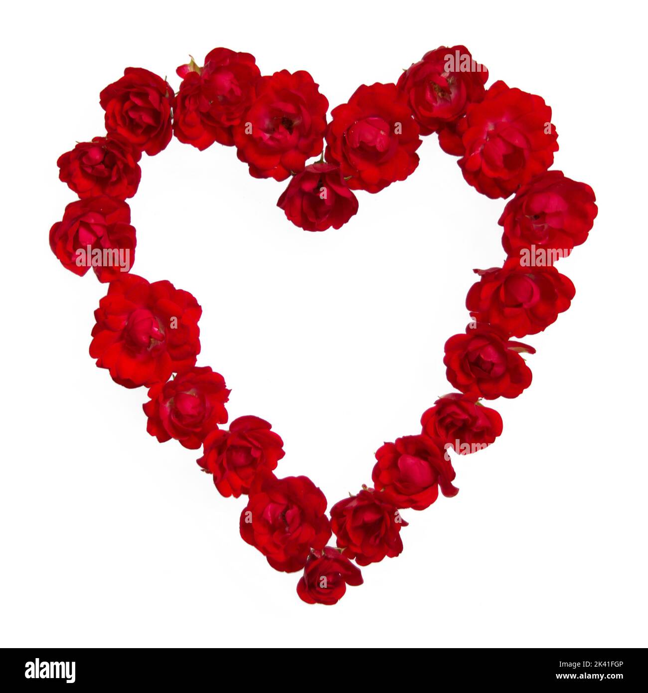 Red roses forming a heart shape on white background Stock Photo - Alamy
