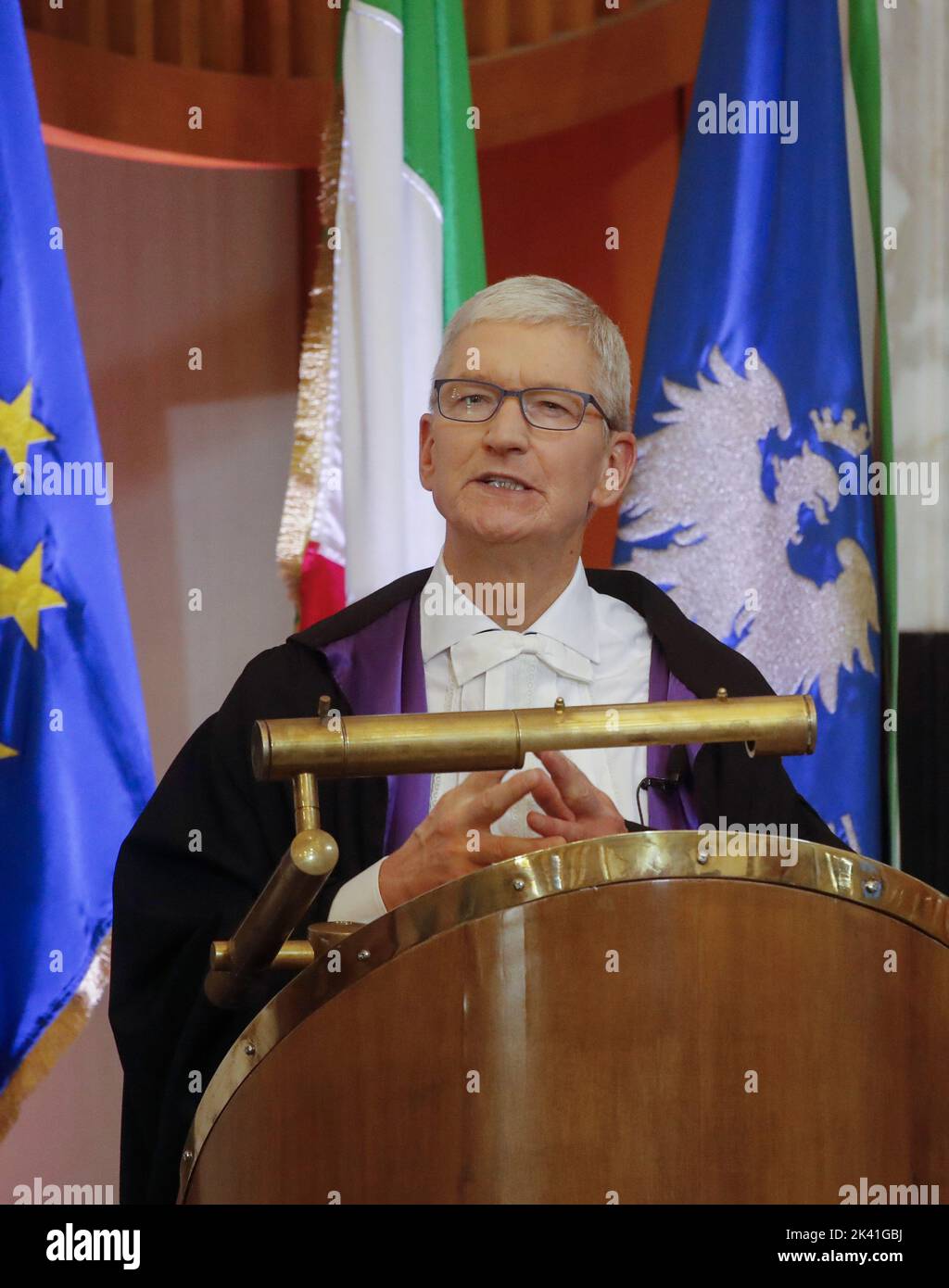 Naples, Italy. 29th Sep, 2022. Apple CEO Tim Cook speaks before ...