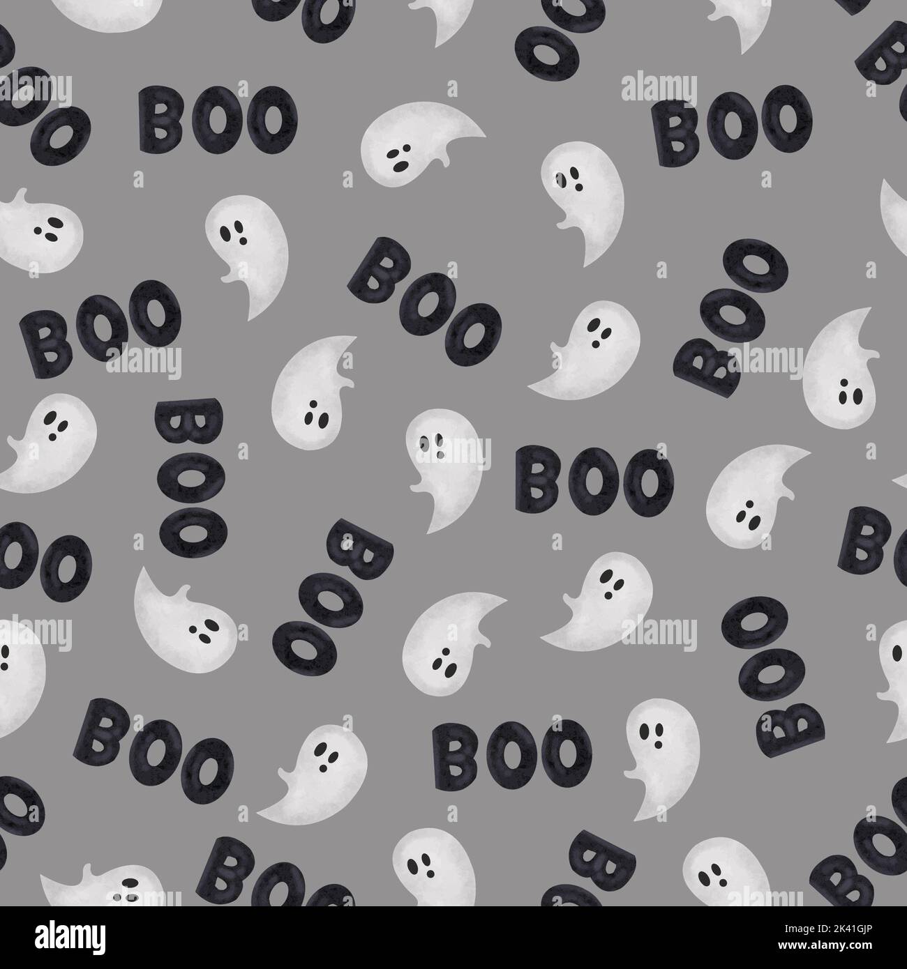 Halloween ghost seamless pattern watercolor Stock Photo - Alamy