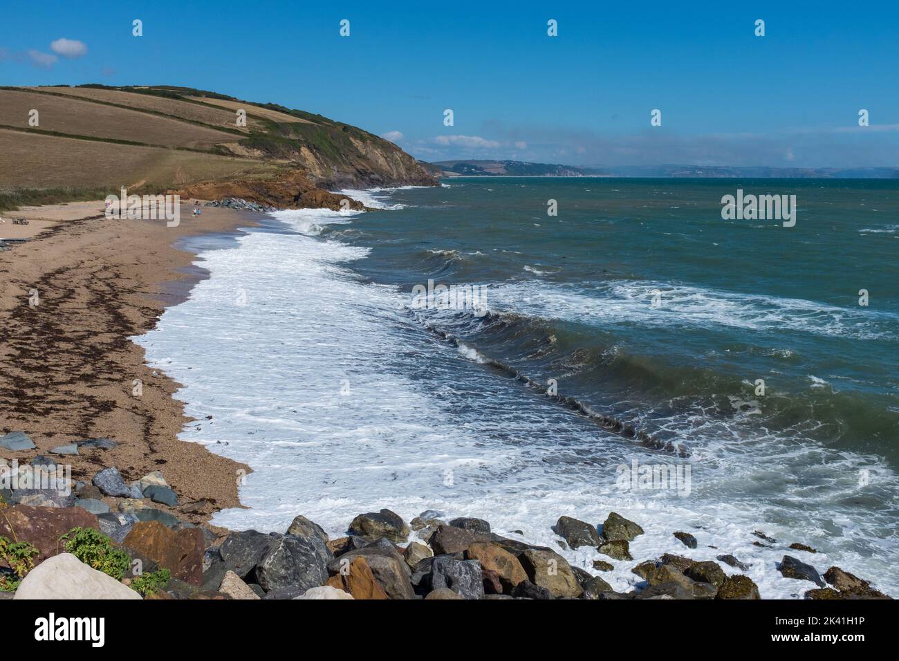 Late summer sunshine at Start Bay in the South Hams, Devon, UK Stock ...