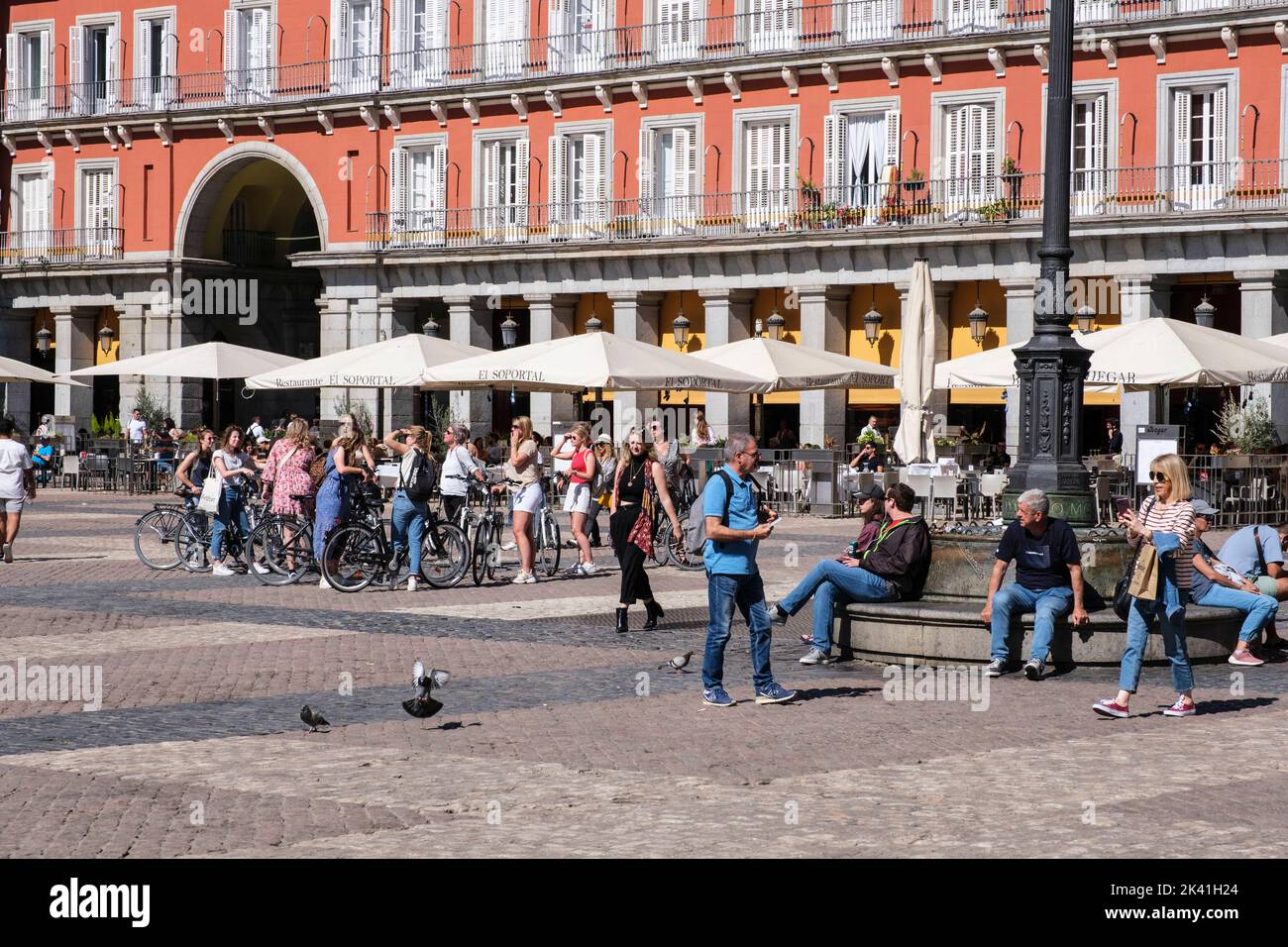 Spain, Madrid. People in the Plaza Mayor Stock Photo - Alamy