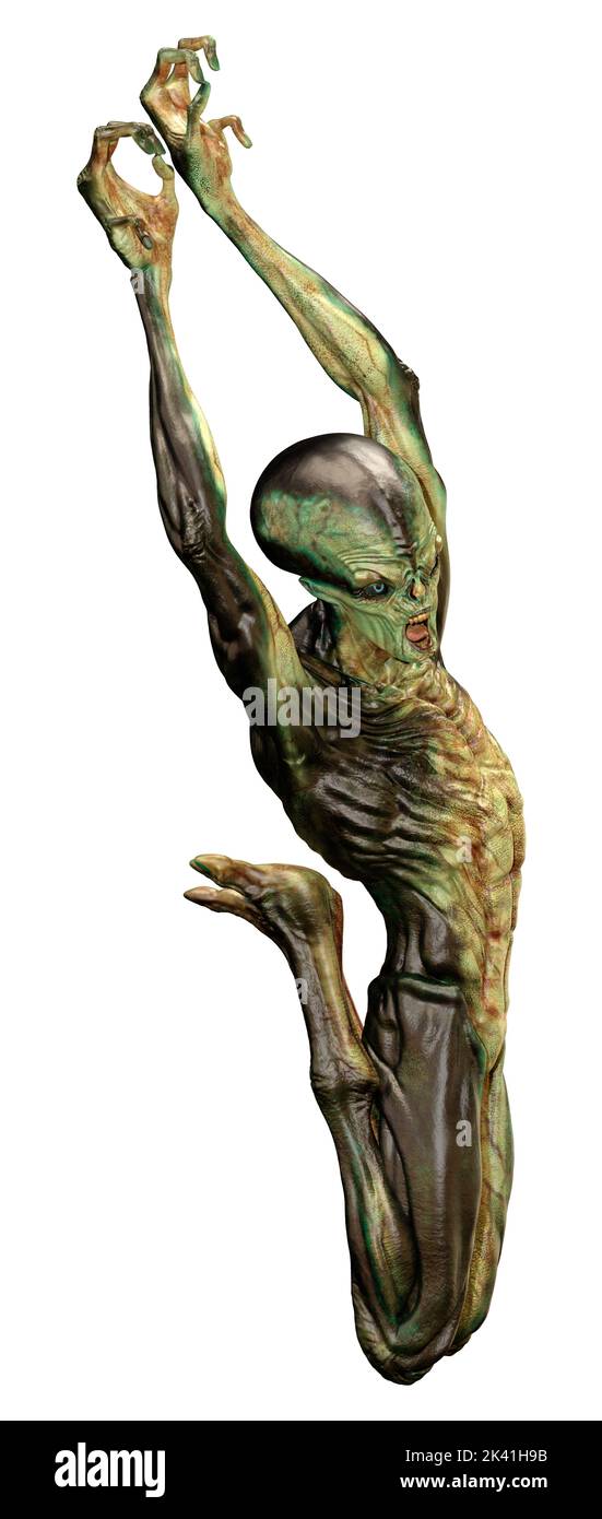 3D rendering of a green alien isolated on white background Stock Photo ...
