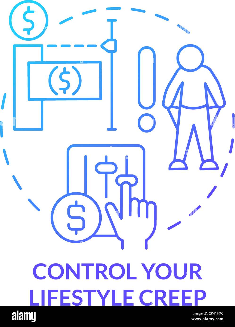 Control your lifestyle creep blue gradient concept icon Stock Vector ...