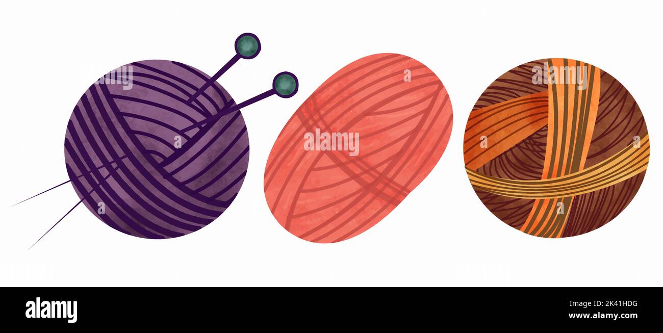 Knitting wool balls set Stock Photo - Alamy