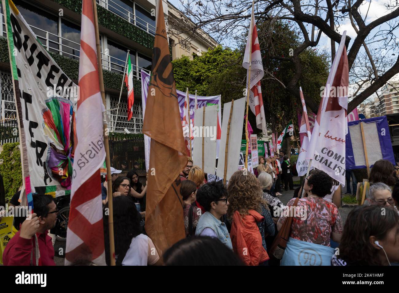An act of protest was held in front of the Iranian Embassy to repudiate ...