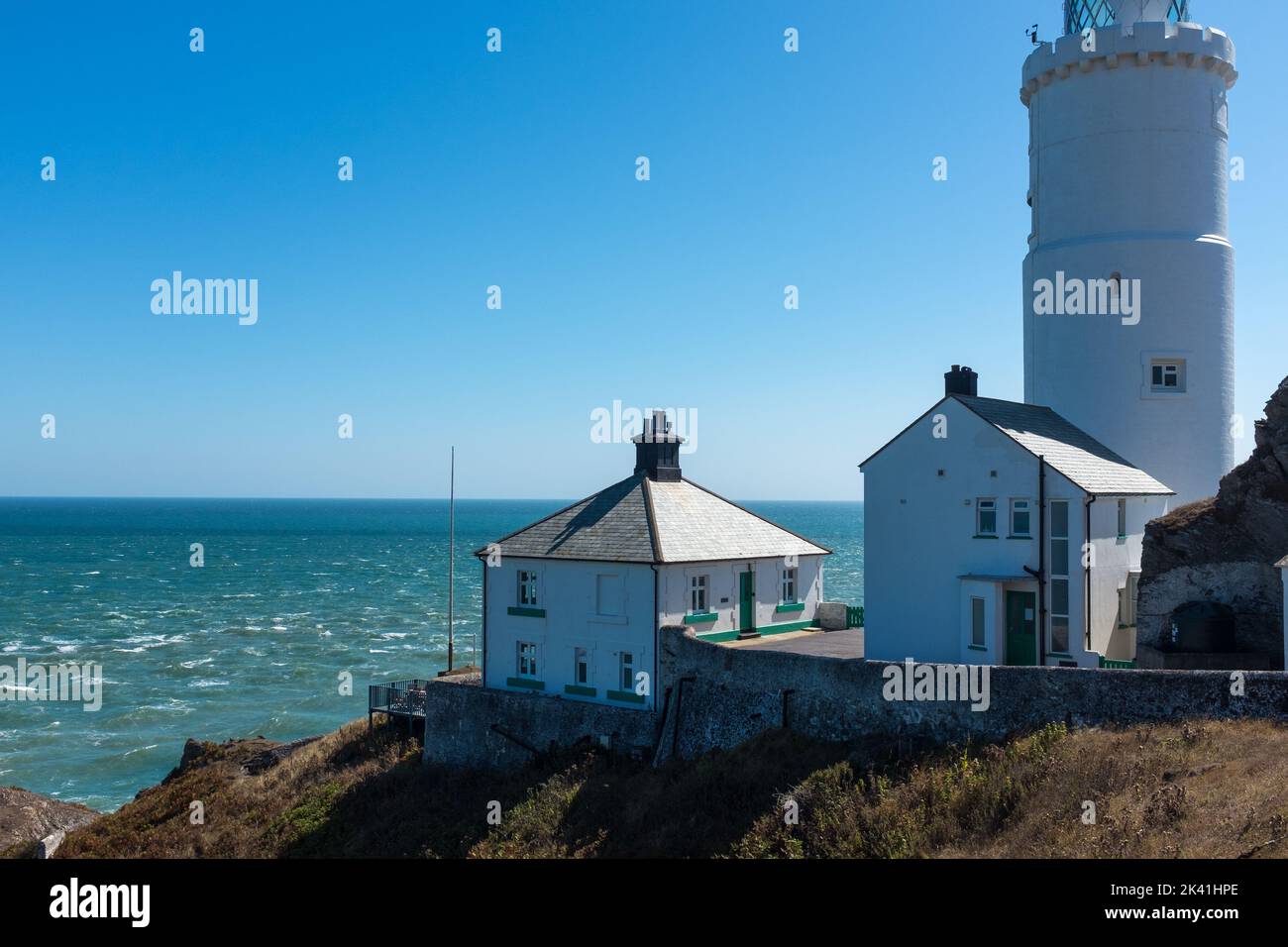 Start Point lighthouse and cottages overlooking Start Bay in the South ...