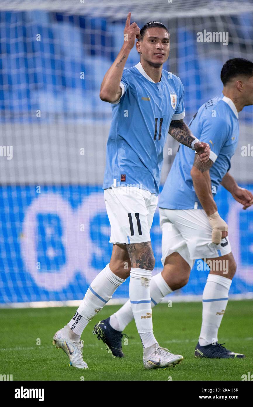 BRATISLAVA, SLOVAKIA - SEPTEMBER 27: Darwin Nunez of Uruguay reacts ...