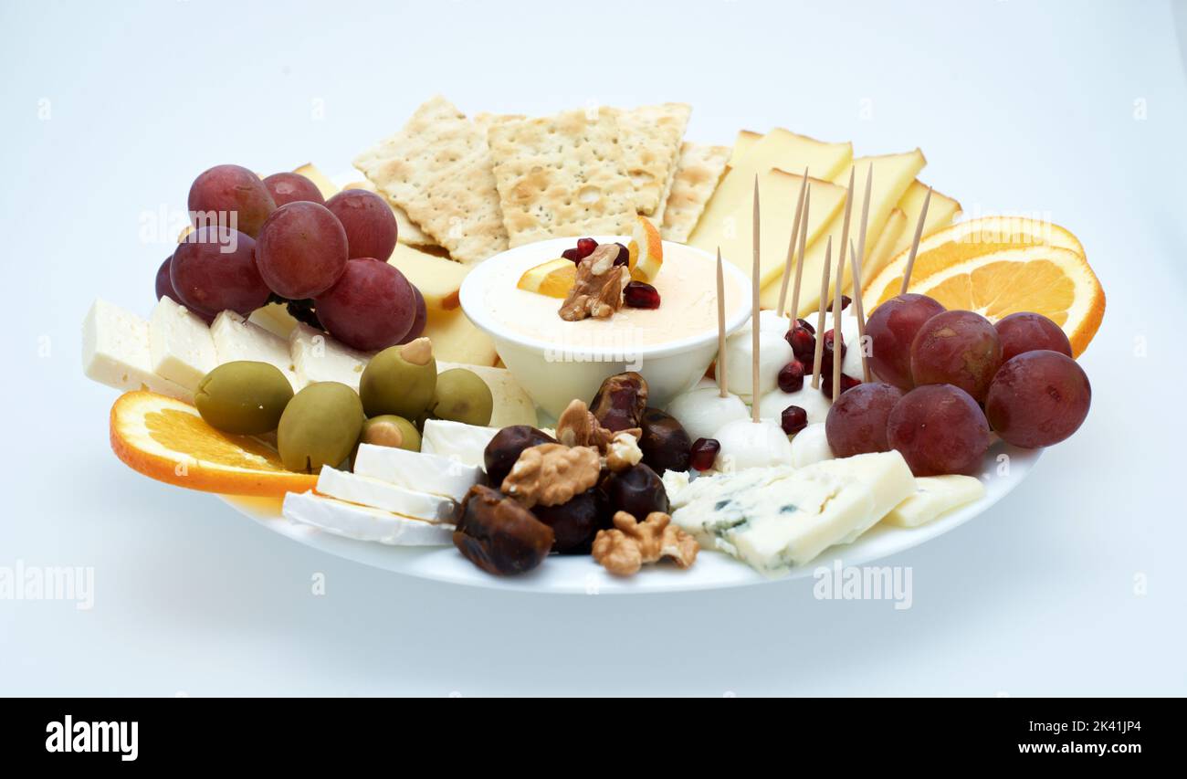 Cheese plate Assortment of various types of cheese Stock Photo - Alamy