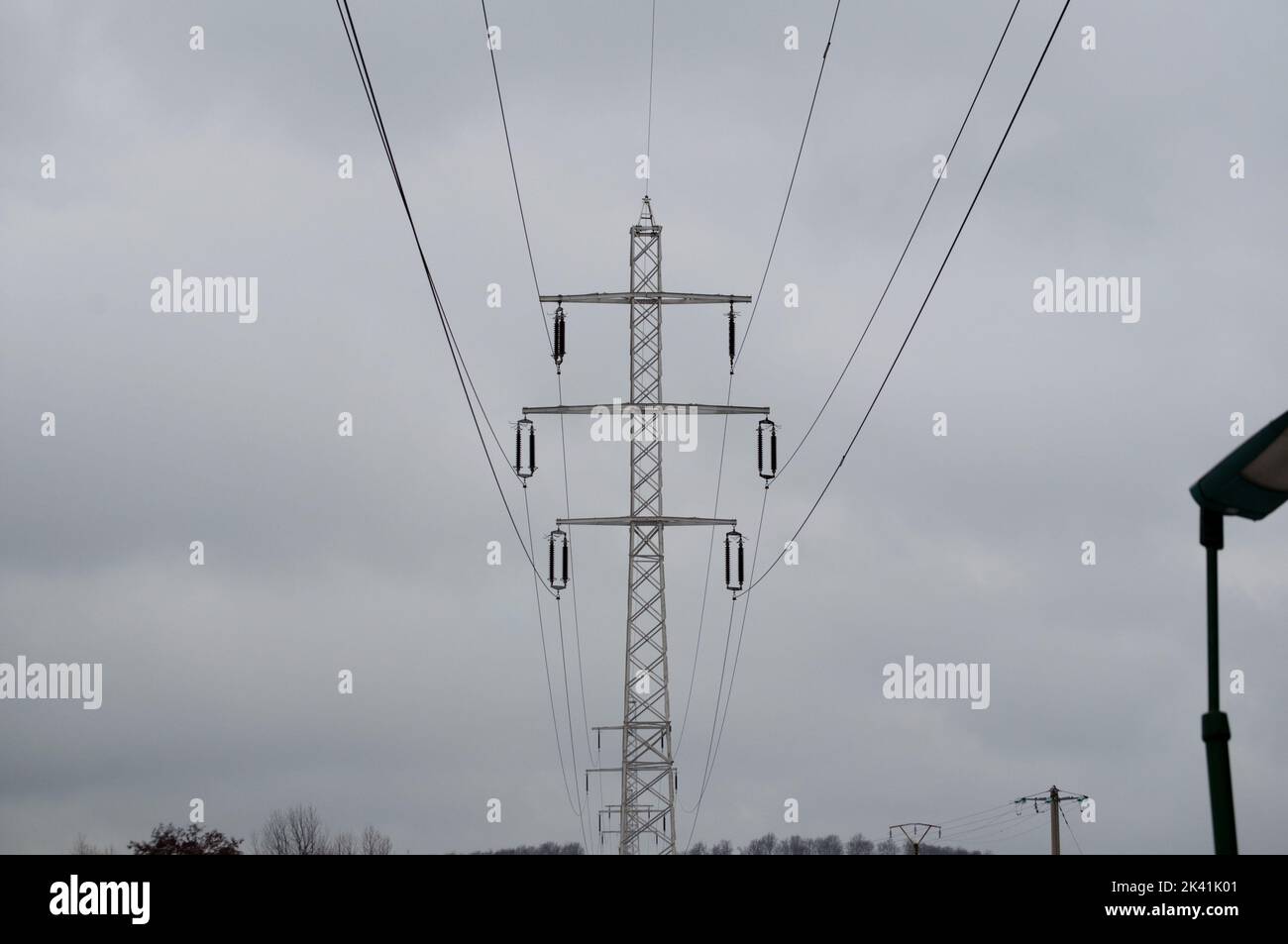 Electric high voltage power line Stock Photo - Alamy