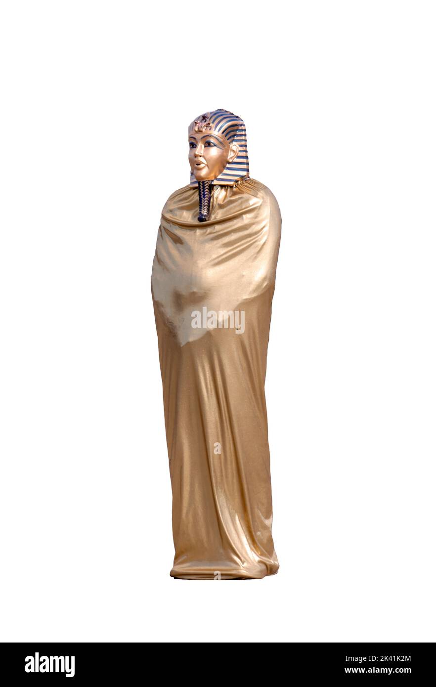 Golden statue of egyptian pharaoh Stock Photo - Alamy