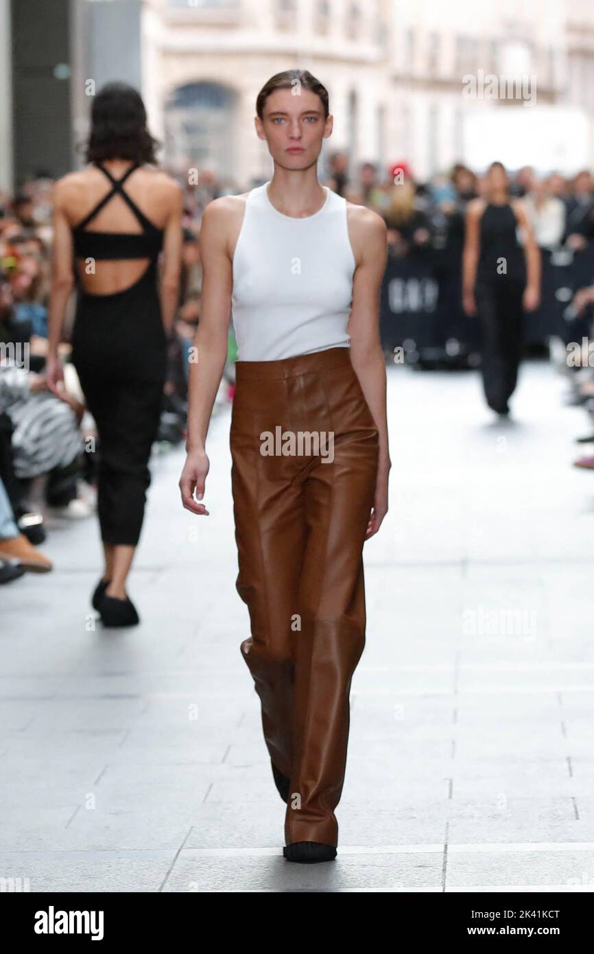 Model on the runway of Gauchere fashion show during Paris Fashion Week ...