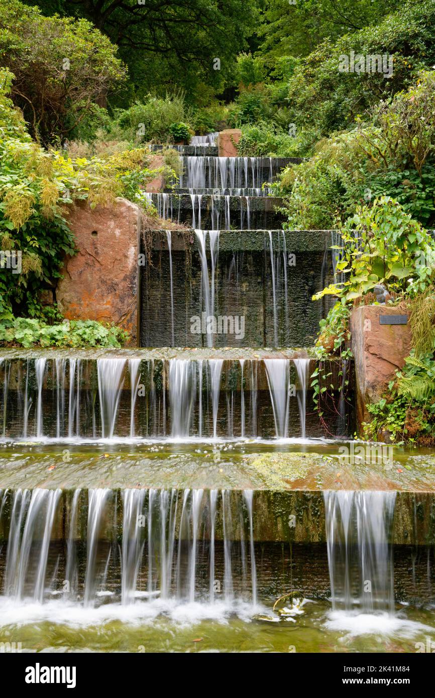 Bad Teinach in Northern Black Forest: artificial small waterfall in spa ...