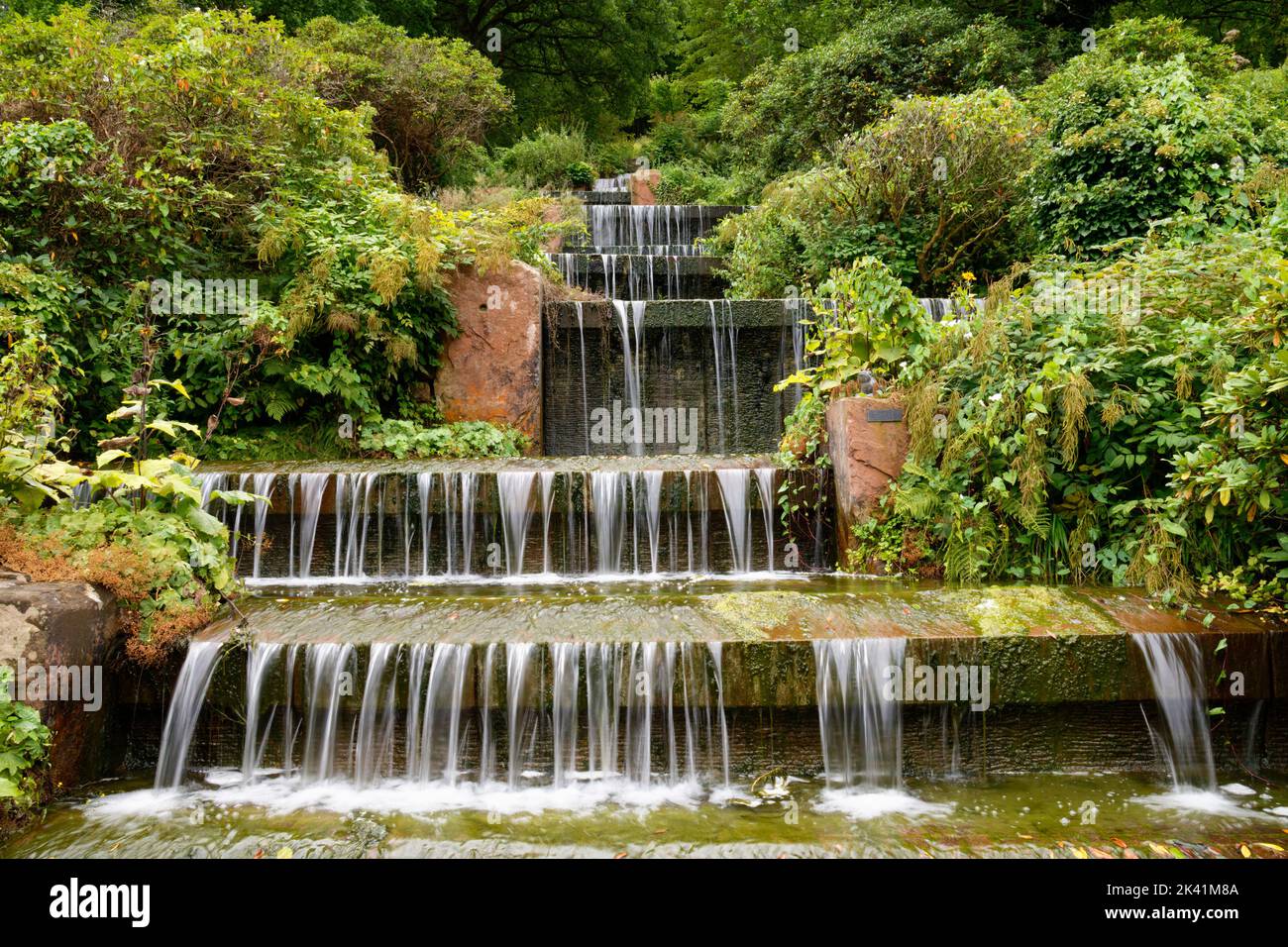 Bad Teinach in Northern Black Forest: artificial small waterfall in spa ...