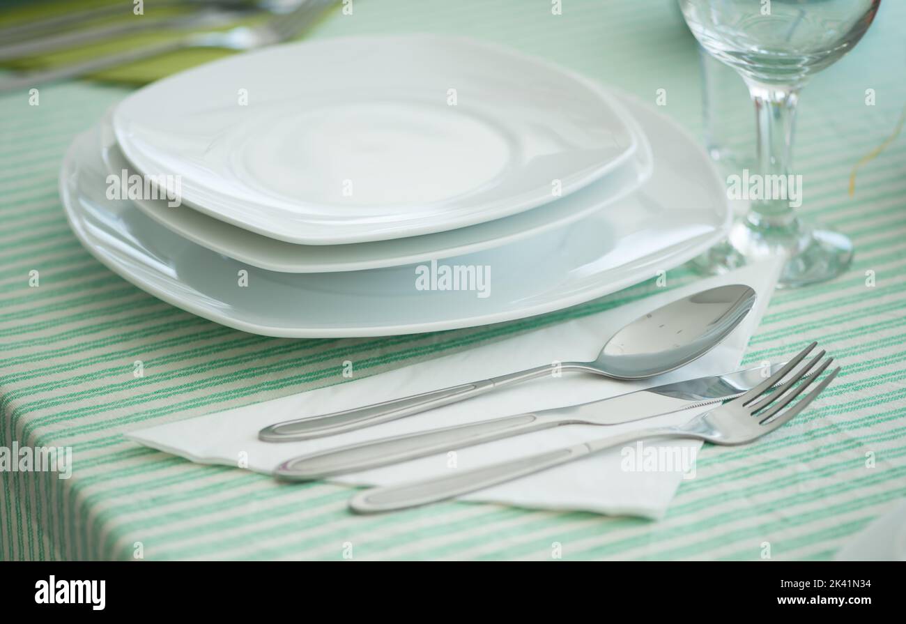 Table setting of the fork and spoon Stock Photo - Alamy