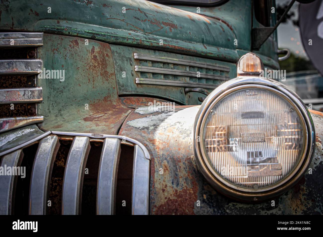 front side of an old classic pickup truck Stock Photo - Alamy