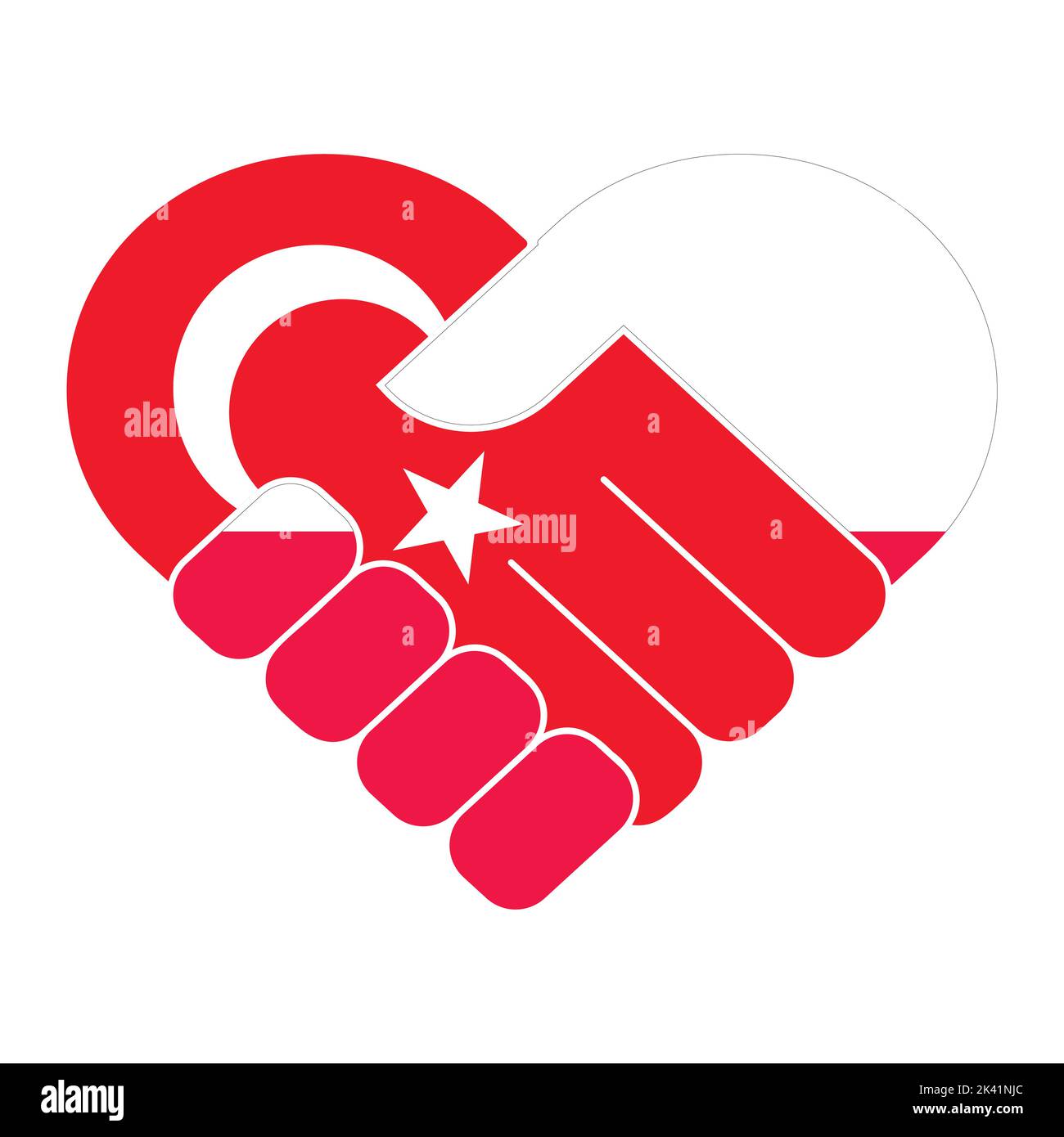 Handshake symbol in the colors of the national flags of Poland and ...