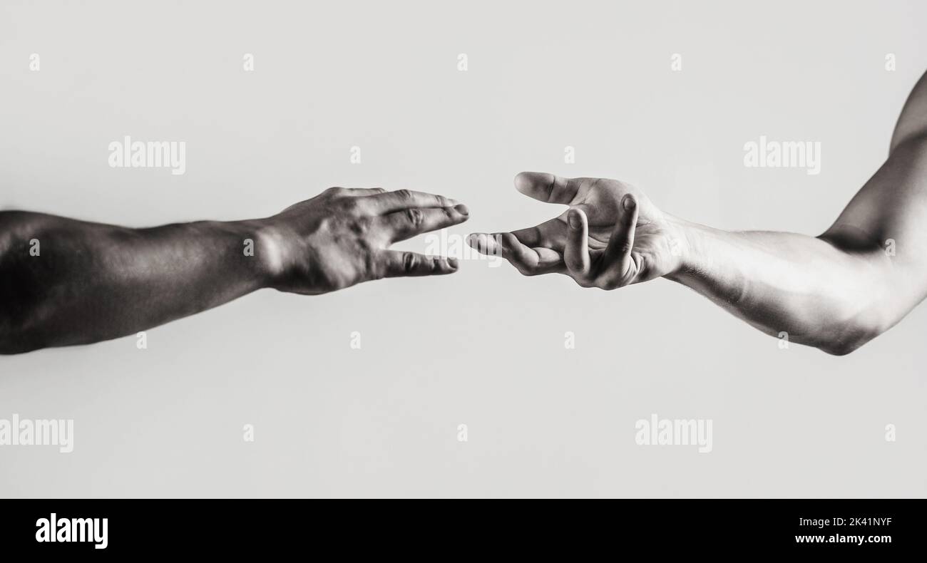 Close up help hand. Helping hand concept, support. Friendly handshake ...