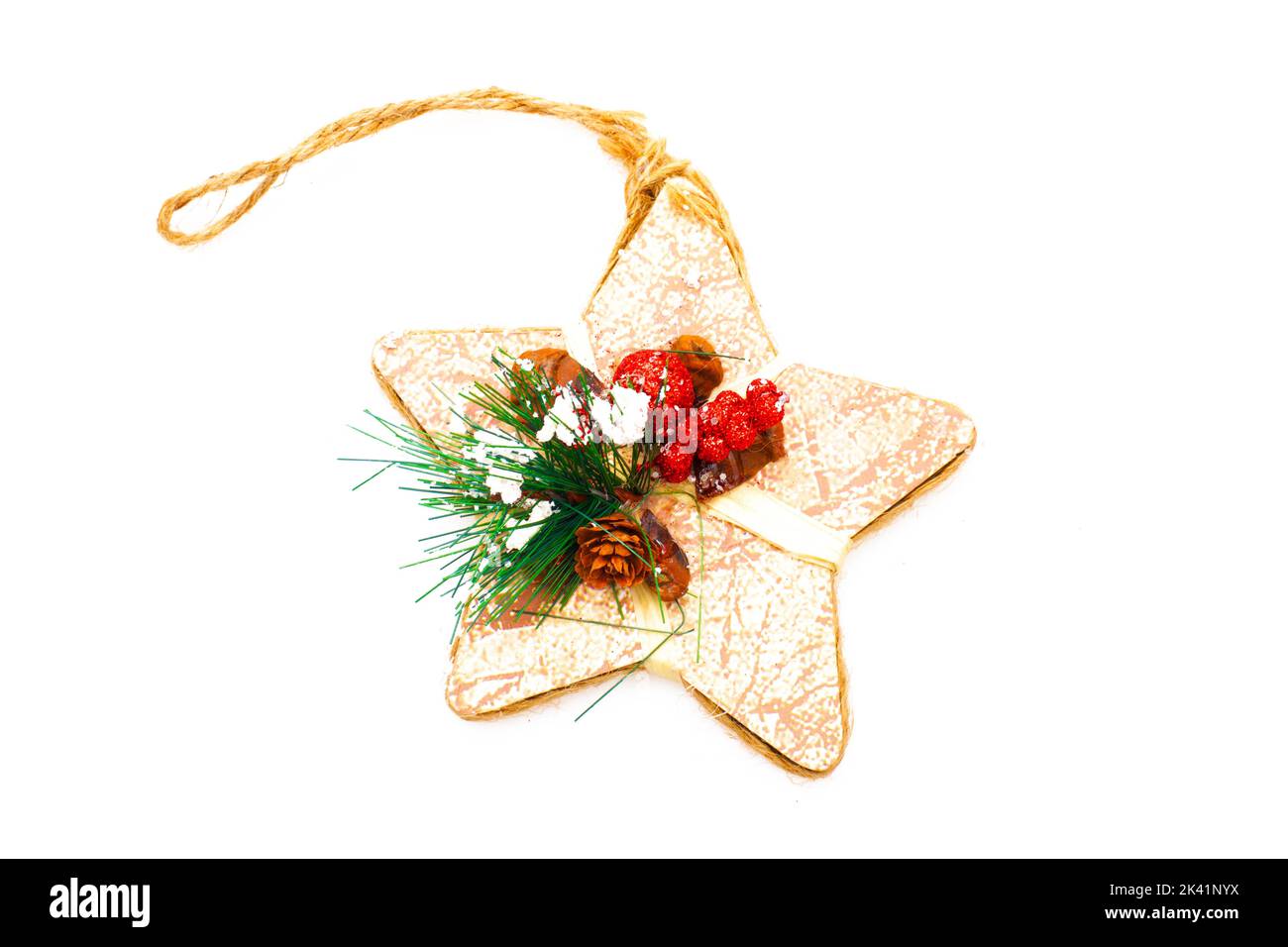 Christmas star made of wood with rope isolated on white Stock Photo - Alamy