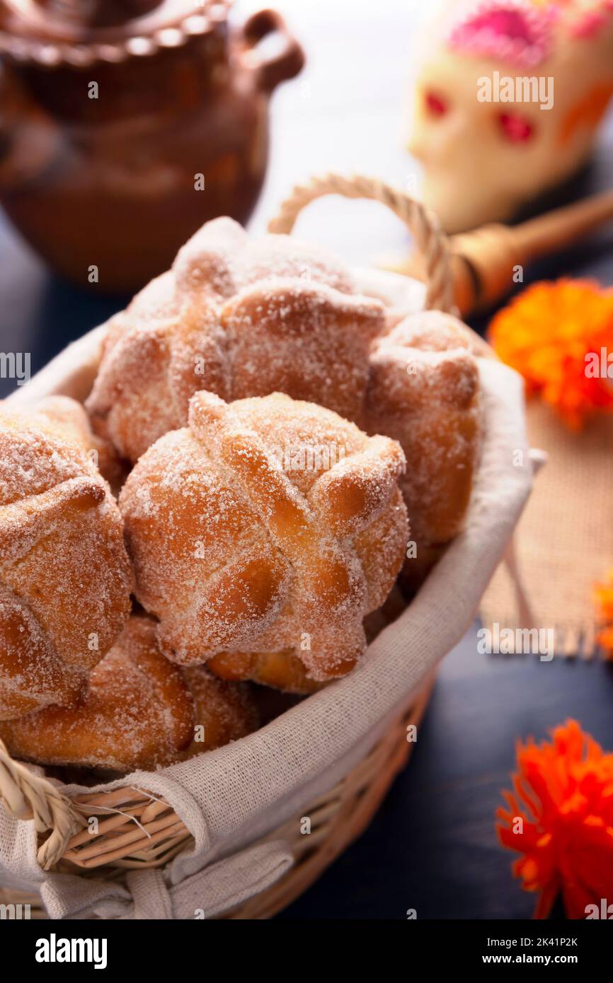 Pan de Muerto. Typical Mexican sweet bread that is consumed in the ...