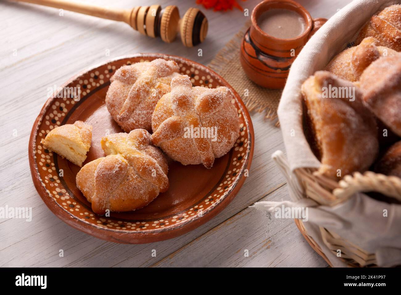 Pan de Muerto. Typical Mexican sweet bread that is consumed in the ...