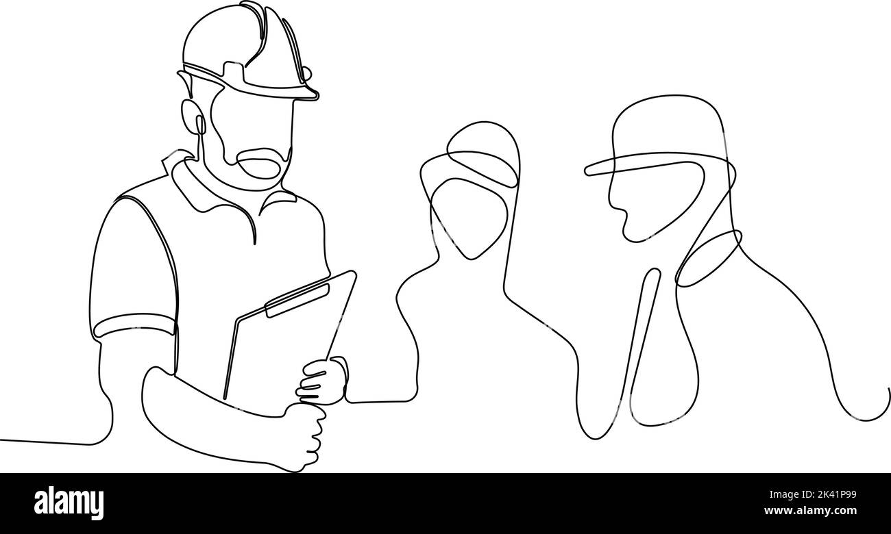 construction manager and engineer working on building site. Vector ...