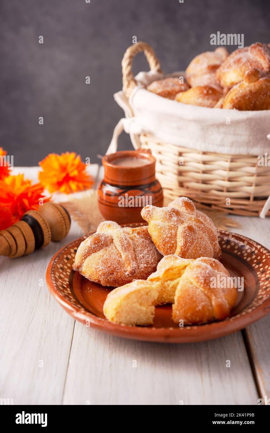 Pan de Muerto. Typical Mexican sweet bread that is consumed in the ...