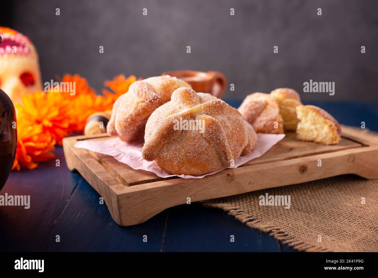Pan de Muerto. Typical Mexican sweet bread that is consumed in the ...