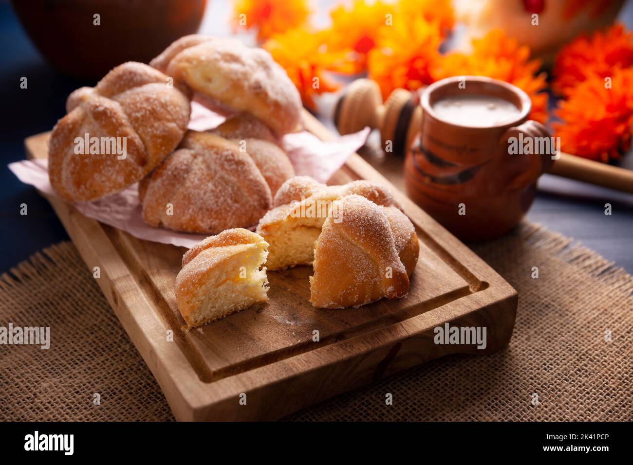 Pan de Muerto. Typical Mexican sweet bread that is consumed in the ...