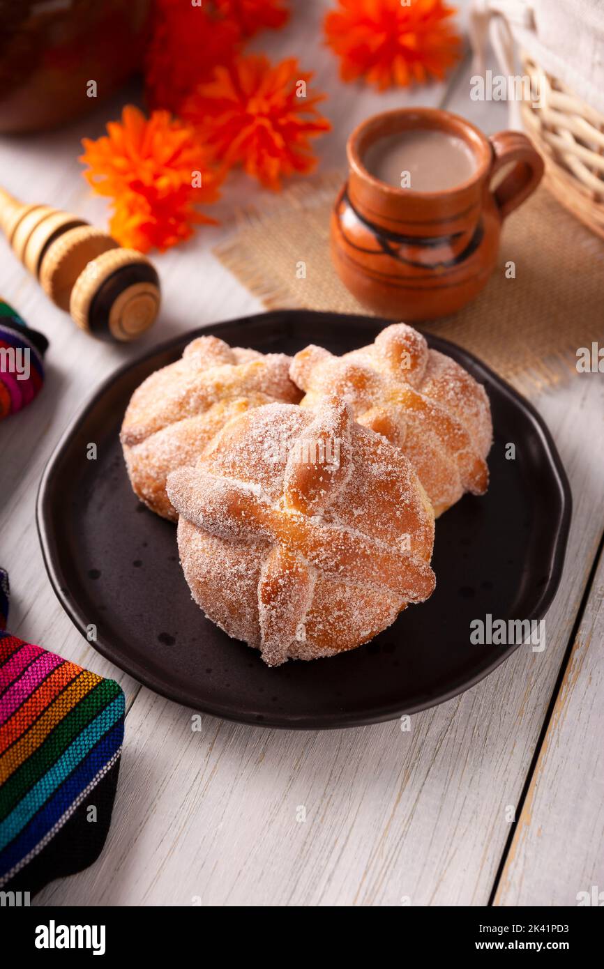 Pan de Muerto. Typical Mexican sweet bread that is consumed in the ...