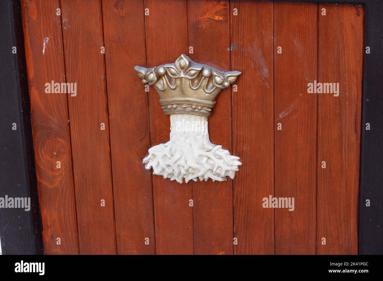 Close up of the logo of the medieval city of Brasov, major tourist ...