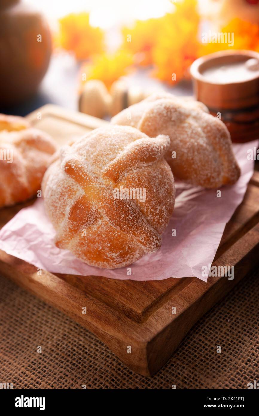 Pan de Muerto. Typical Mexican sweet bread that is consumed in the ...