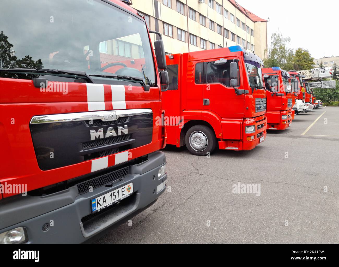 Kiev, Ukraine - September 17, 2022: The red fire trucks are on full ...