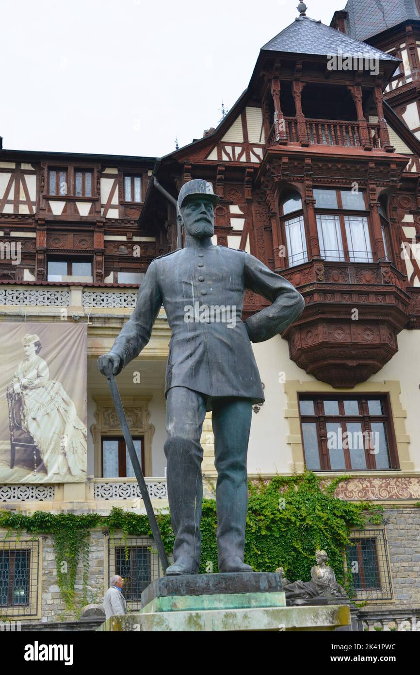 Statue of King Carol I (Charles I) of Romania in the courtyard of the ...