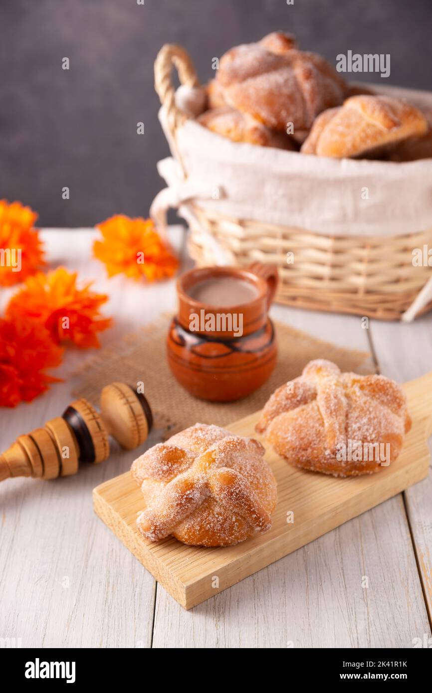 Pan de Muerto. Typical Mexican sweet bread that is consumed in the ...