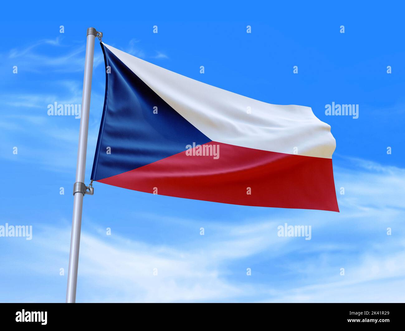 Beautiful Czech Republic flag waving in the wind with sky background ...