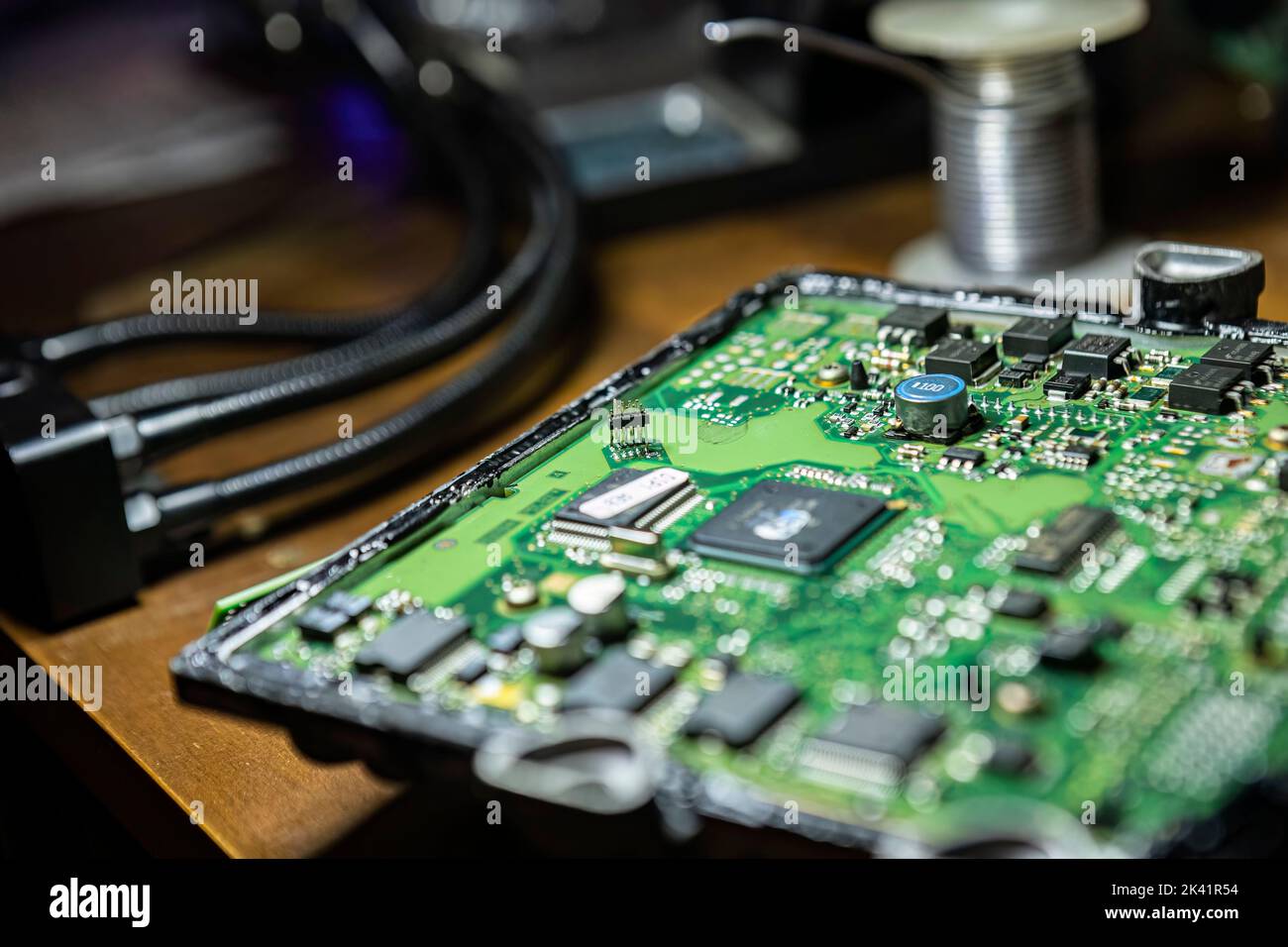 Car Ecu Detail with visible components Stock Photo - Alamy