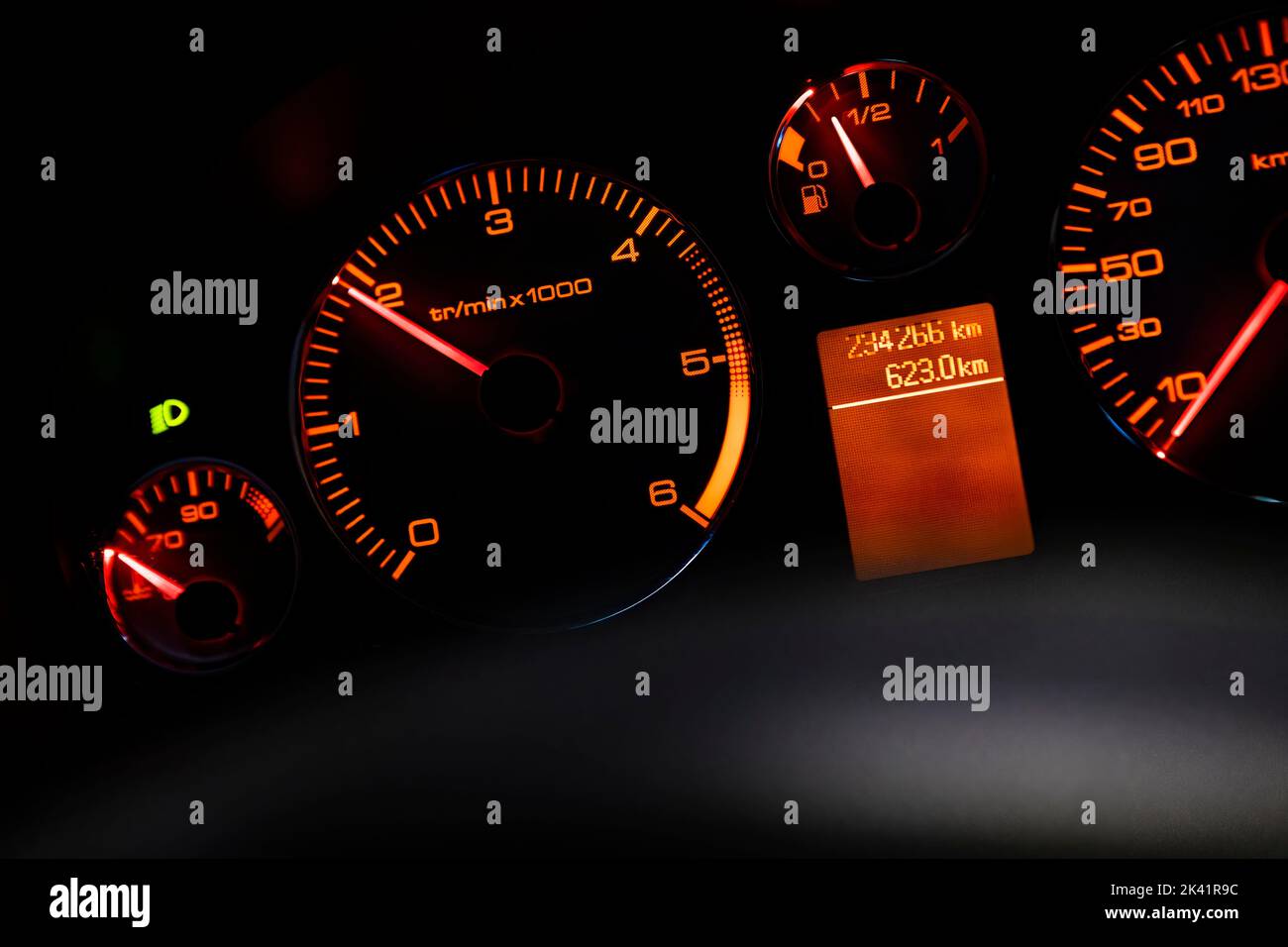 Red Car Tachometer in the dark. Symbol of speed Stock Photo - Alamy