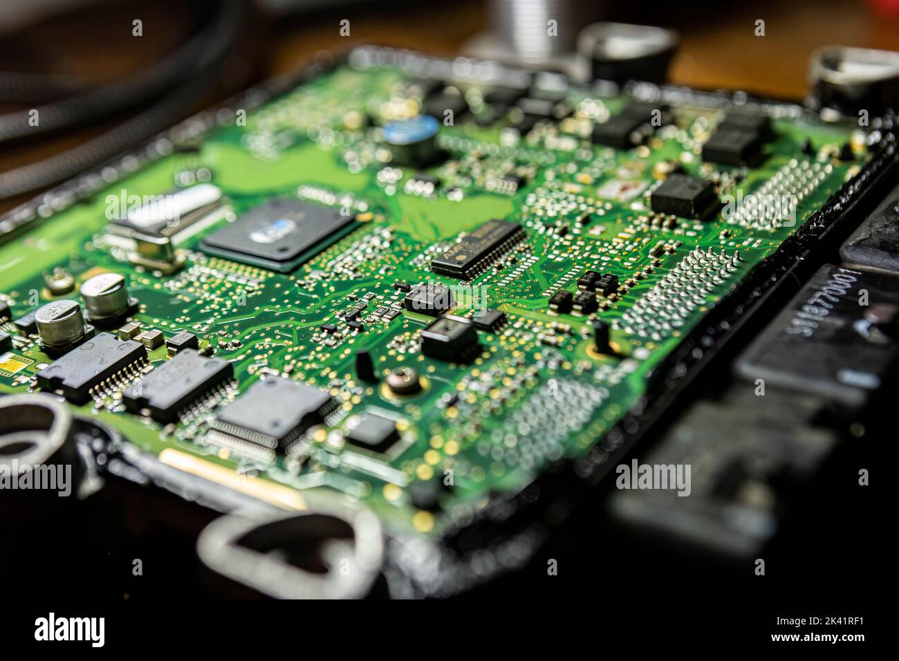 Rome, Italy 29 september 2022: Car Ecu Detail with visible components ...