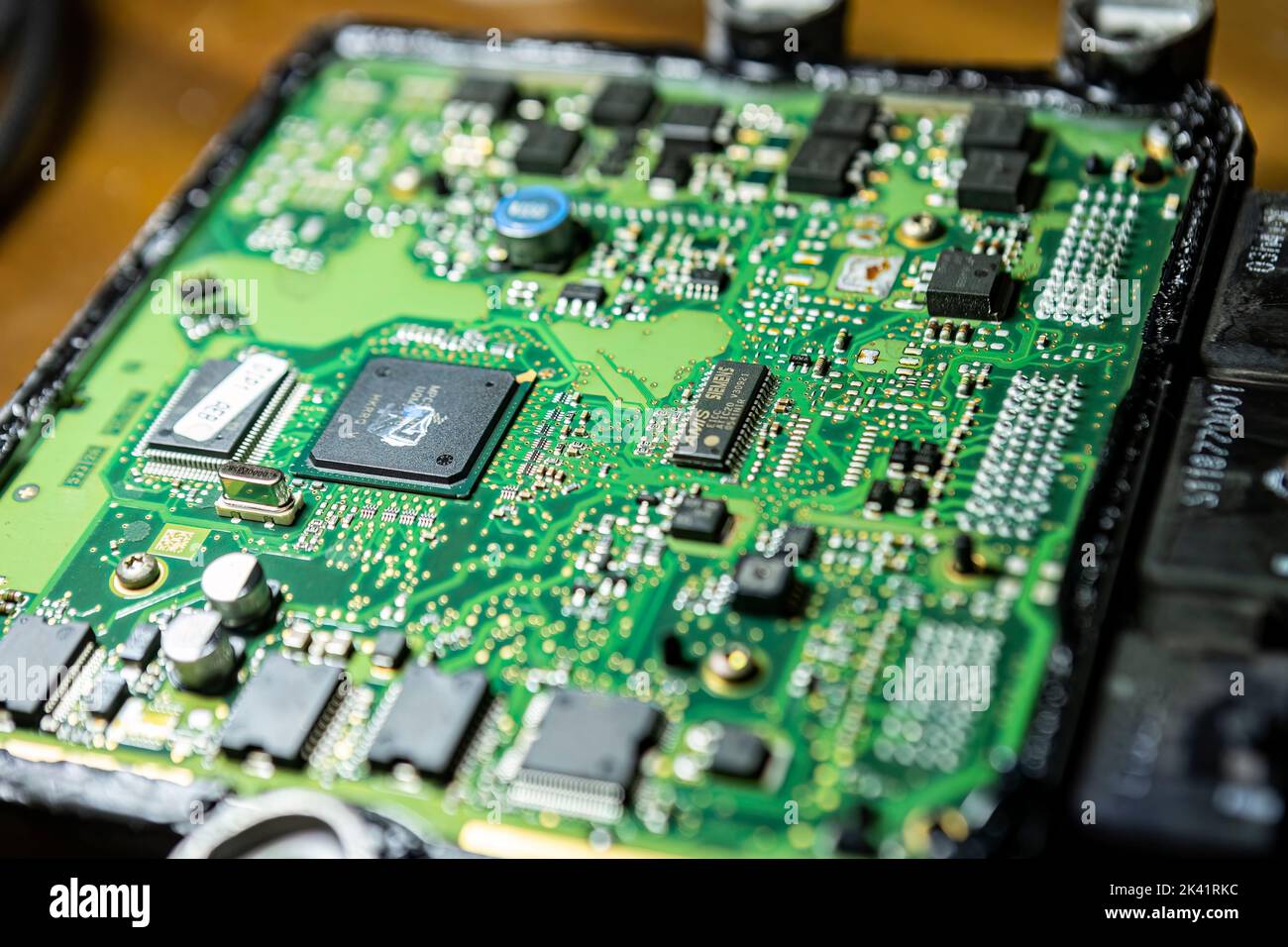 Rome, Italy 29 september 2022: Car ecu repair detail. Electronic board ...