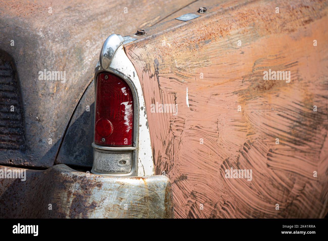 taillight and fender of an old rusty classic car Stock Photo - Alamy