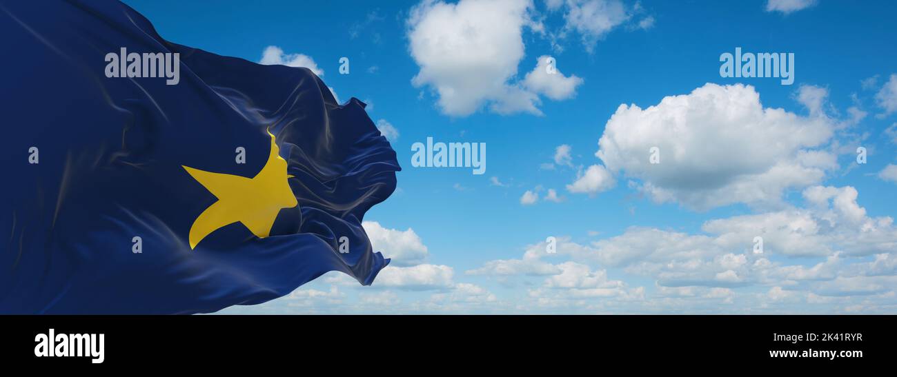 flag of Republic of Texas 1836 1839, America at cloudy sky background ...