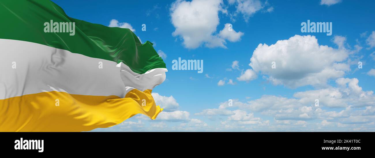 flag of Republica Juliana 1839, America at cloudy sky background. flag ...