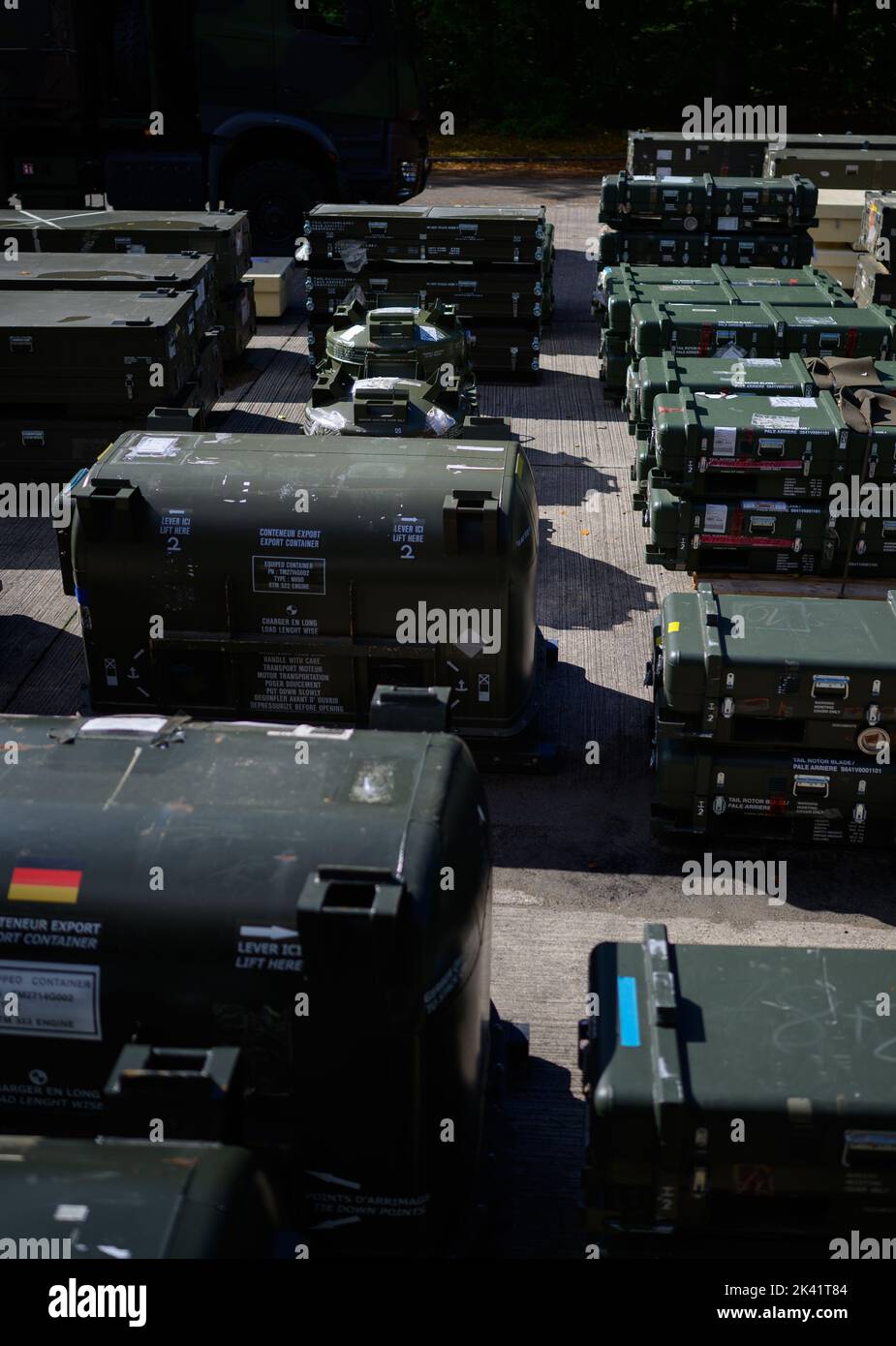 20 September 2022, Lower Saxony, Faßberg: Boxes for operational parts ...