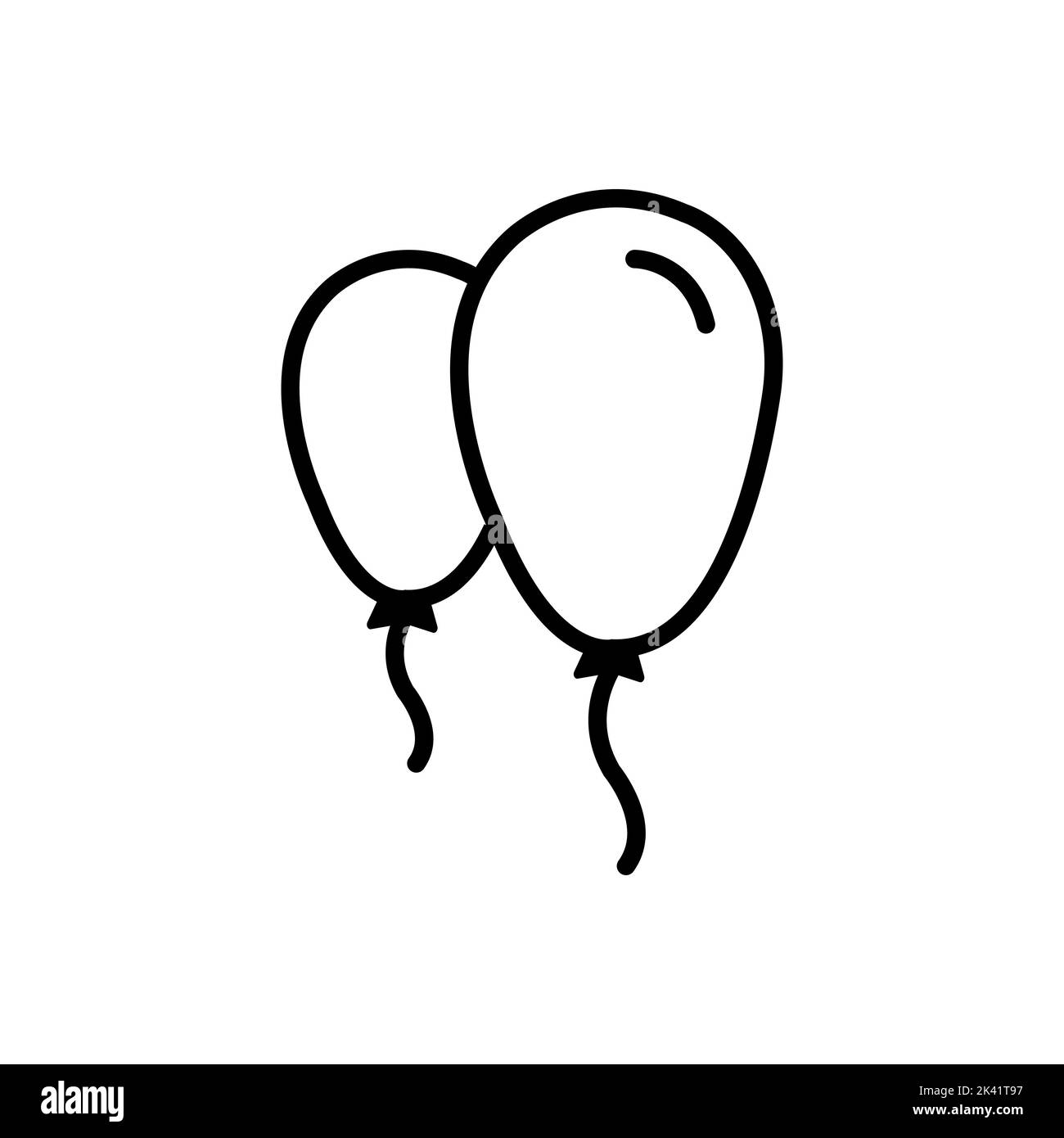 Vector illustration of two balloons icon, use black color with line ...